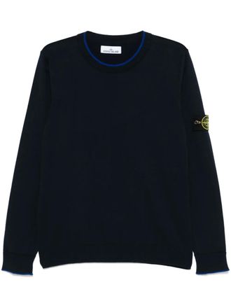 Stone Island sweat en coton à patch Compass - Bleu
