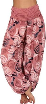 TOMWELL Femme Sarouel Éte Floral Imprimer Élastiquée Taille Pantalon Large Taille Haute Rétro Sarouel Fluide Décontractée Yoga Pants B Marron S