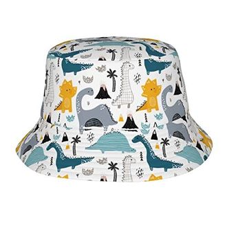 Generic Anti-UV Chapeau Bob Dinosaures Mignons Chapeaux de Visière Pliable Bobs Homme pour Été Vacances pêche