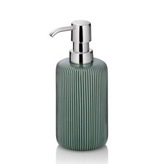 KELA Seifenspender 350 ml AVA, Seifenspender grün, Keramik, Pumpflasche, Spülmittelspender nachfüllbar, glänzend