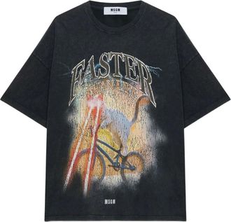 Msgm Msgm, Homme, Tops, Noir, Taille: S T-shirt &agrave; imprim&eacute; graphique