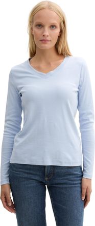 Tom Tailor Damen Longsleeve mit V-Ausschnitt, 11270 - Kentucky Blue, XXL