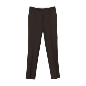 Canali Homme, Pantalons, Brun, Taille: M Pantalon en Laine Marron &agrave; Boutons