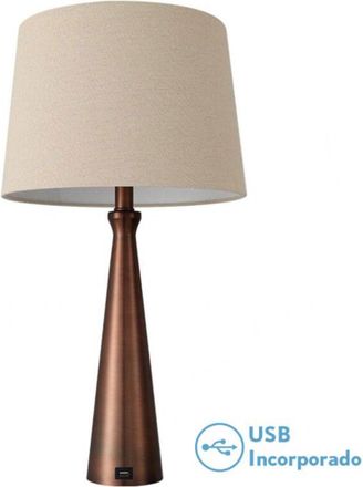 Fabrilamp Tischleuchte Perle 1xe27 braun 61x33x33 cm port usb