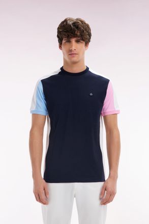 Eden Park T-shirt Colorblock En Coton Marine Coupe Droite