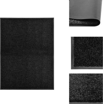 vidaXL Fußmatte Waschbar Schwarz 90x120 cm - Schwarze Fußmatte - Innenraummatte - Outdoormatte - Türmatte - Wasserdichte Matte