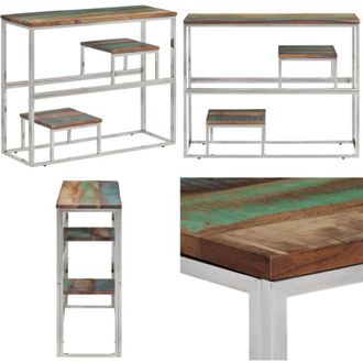 vidaXL Konsolentisch Silbern Edelstahl und Altholz Massiv - Konsolentisch - Wohnzimmerm&ouml;bel - Esszimmerm&ouml;bel - Sideboard - Dekorationstisch - Home & Living