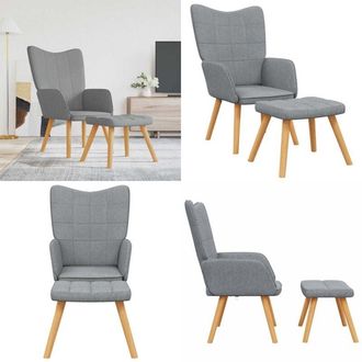 vidaXL Relaxsessel mit Hocker Hellgrau Stoff - Sessel - Relaxsessel - Wohnraumgestaltung - Bequemlichkeit - Polstersitz - Home & Living