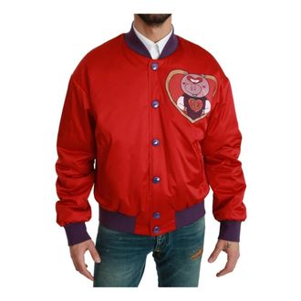 Dolce & Gabbana Einzigartige Motiv Bomberjacke 2019 Kollektion - - Jackets - Herren - Rot - S
