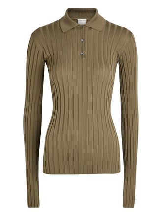 Calvin Klein ribbed polo top - Gr&uuml;n