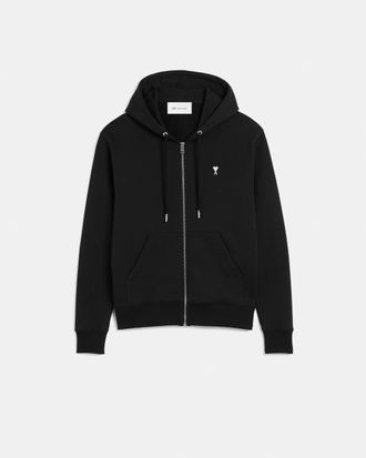 Ami Ami Paris - Cotton Ami De Coeur Zipped Hoodie Noir - Taille : XXXL - pour Homme
