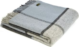 Tweedmill Tweedmill Textiles Kniedecke / &Uuml;berwurf, 100 % reine Schurwolle, hergestellt in Gro&szlig;britannien, Enteneiblau und Grau