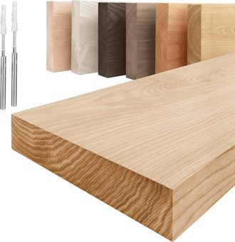 Lamofootwear Manufaktur Wandregal Holz Gerade | Regal Farbe: Natur | Invisible: Schweberegal | 140 cm