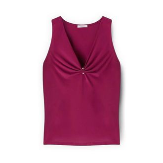 Motivi Drapierte V-Ausschnitt-Bluse mit Piercing - - Tops - Damen - Rosa - S