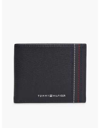 Tommy Hilfiger Porte-cartes en cuir &agrave; deux volets - Bleu fonc&eacute;
