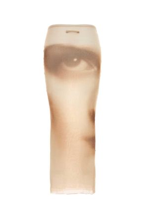 Jean Paul Gaultier Womens Printed Tulle Skirt Beige Gonne