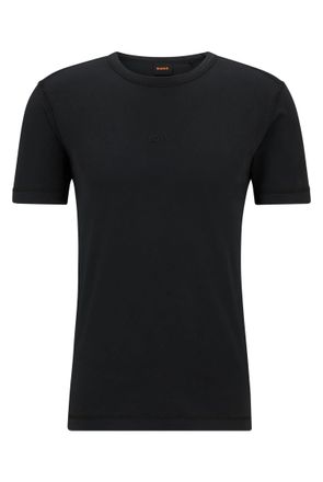 BOSS Herren Tokks T-Shirt aus Baumwoll-Jersey mit sonnengebleichtem Effekt Schwarz XXL