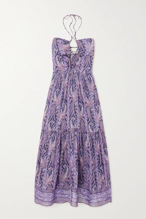 Isabel Marant Birona Neckholder-midikleid Aus Einer Baumwoll-seidenmischung Mit Paisley-print Und Cut-outs - Lila