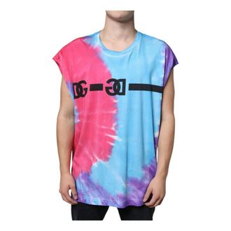 Dolce & Gabbana Tie Dye Baumwoll Logo T-shirt - - Tops - Herren - Mehrfarbig - XL