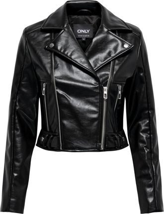 Only Damen Onlkamilla Patent Shoulder Biker Cc OTW, Black, x_l