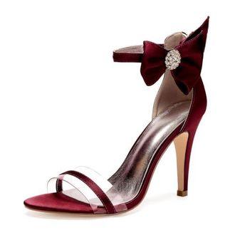 Generic Sandales À Talons Hauts Femmes Chaussures De Mariage Sexy Mariée Open Toe Stylet Eté Talon Soirée Chaussures 10.5Cm,Burgundy,36 EU