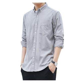 Generic Chemise en velours c&ocirc;tel&eacute; for homme 100% coton - Manches longues vintage boutonn&eacute;e, haut d&eacute;contract&eacute; en velours c&ocirc;tel&eacute; for lautomne et lhiver(Light gr