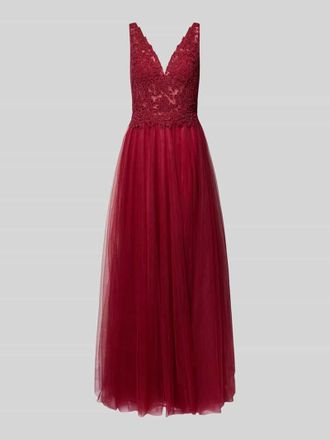Mascara Abendkleid mit Spitze und Strasssteinbesatz