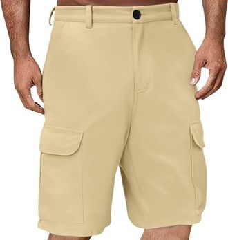 Generic Short de sport cargo pour homme avec poches - Boxer d&eacute;contract&eacute; pour le travail d&eacute;t&eacute; - Pantalon de travail cargo &agrave; jambe courte - Pantalon chino &agrave; cou