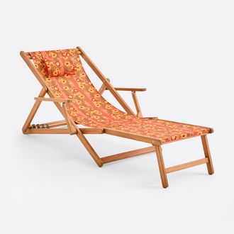 La Redoute Interieurs Chaise Longue En Acacia Massif Tissu Imprim&eacute; Fleuri Valeria