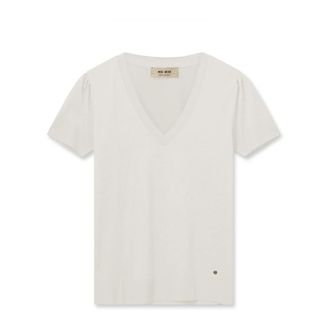 Mos Mosh MOS Mosh, Femme, Tops, Blanc, Taille: 42 FR Tee-shirt &agrave; col en V doux en Ecru