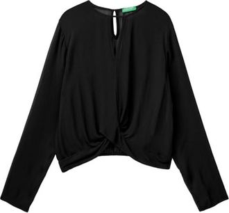 Benetton Blouse 5tdedq09h Chemise, Noir, Large Femme