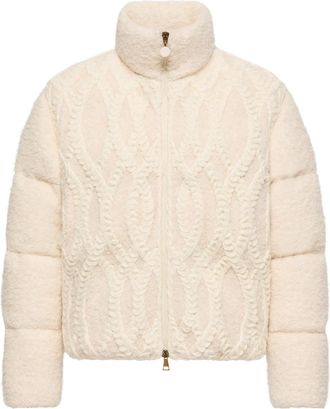 Moncler Moncler Nitidule Boucl&eacute; Down Jacket, Women, White, Size: 00