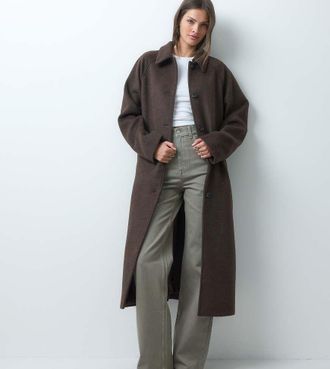 Asos Tall ASOS DESIGN Tall langer Carcoat mit Wolle in tiefem Schokobraun