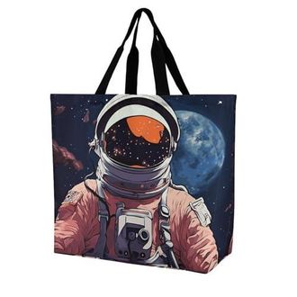 Generic LHomme Cool Dans La Galaxie De LEspace Sac Courses Imperm&eacute;able Tote Bag Pliable Sac Fourre-Tout Pour Travail Shopping Plage