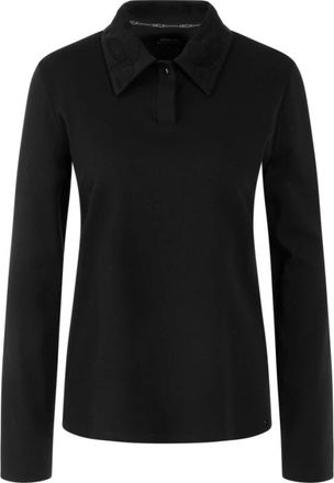 Marc Cain Langarm-Baumwoll-Polohemd - - Tops - Damen - Schwarzk - L