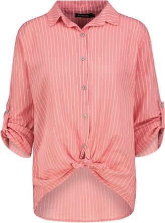 Sublevel Damen Bluse gestreift mit Knoten am Saum Sommerbluse pink S/M