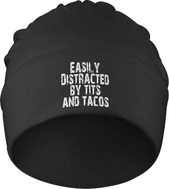 Generic Femme Homme Hiver Chapeaux Facilement Distraite par Les Seins Et Les Tacos Bonnets De Ski Doux Bonnets Tricot&eacute; Chaud Bonnet dhiver pour Quotidien Cour