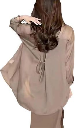 Generic Protection d&eacute;t&eacute; en mousseline de soie, manches longues pour femme, protection UV, protection solaire, couverture l&acirc;che, chemise d&eacute;contract&eacute;e tops, kak