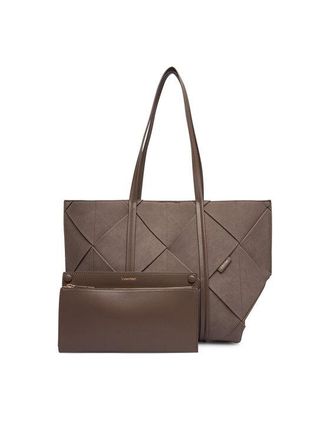 Calvin Klein Handtasche Woven Sueded Carryall LV04F3695G Braun