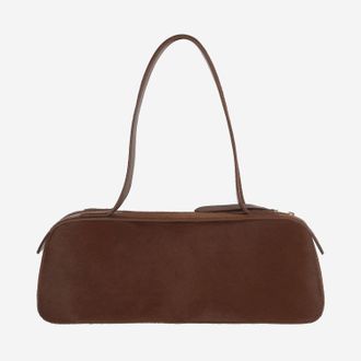 Khaite Womens Simona Leather Shoulder Bag Brown Calfskin Satchels & Cross Body