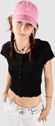 Urban Classics Cropped Button Up Rib T-Shirt black
