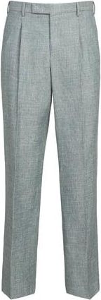 PT01 Pantalon &agrave; plis en coton et lin textur&eacute;