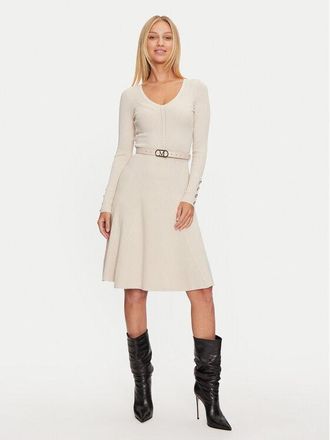 Guess Strickkleid Luna 4BGK00 5613Z Écru Regular Fit