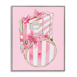 Stupell Industries Giclée-Kunst, Pastellstreifen, Gepäck, grau, gerahmt, Design von Ziwei Li, 76,2 x 61 cm