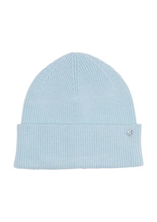 s.Oliver Gestrickte Beanie mit Umschlag und Logo-Detail