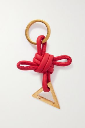 Bottega Veneta Porte-cl&eacute;s En Cuir Nou&eacute; Et M&eacute;tal Dor&eacute; - Rouge