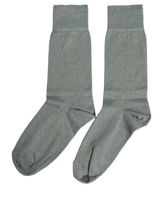 Dolce & Gabbana Womens Gray Viscose Logo Mid Calf Accessory Socks Clothing