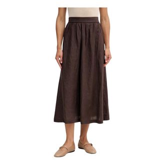 Benetton Maxi Jupe en Pur Lin - Femme - Jupes - Brun - Taille: 38 FR