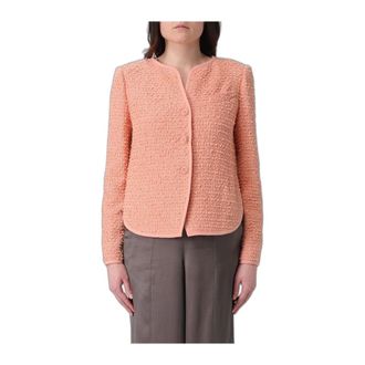 Emporio Armani Veste en tweed boucl&eacute; Lurex - Femme - Vestes - Orange - Taille: 38 FR