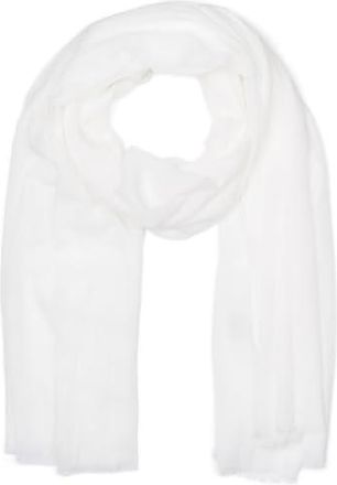 styleBREAKER écharpe femme légère & transparente avec de courtes franges | foulard uni pour le printemps et lété | grand châle doux 188 x 100 cm, Blanc